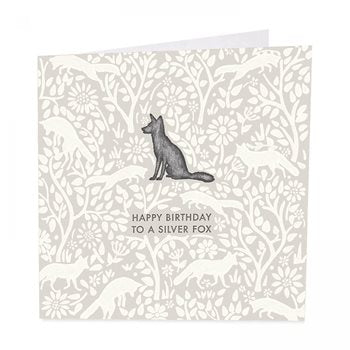 Happy Birthday Silver Fox Greeting Card - Gracie Jaynes